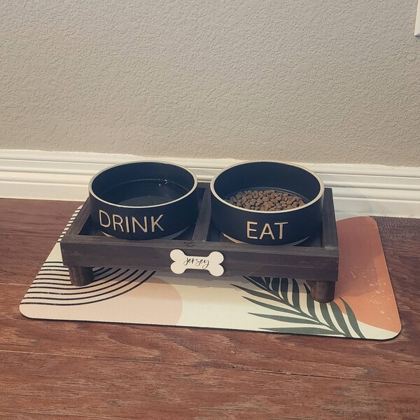 Custom Dog Bowl Feeding Stand | Personalized Breed Dog Feeder | Dog ...