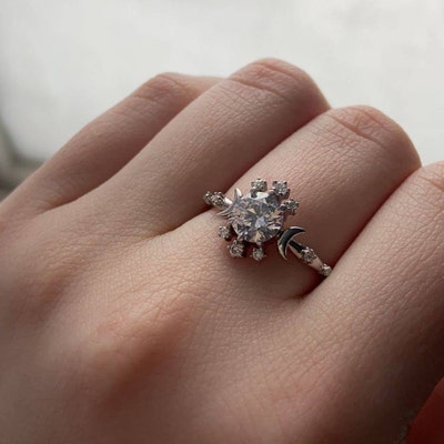 14k Solid Gold Sparkle Ring Dainty Pave Signet Ring Women - Etsy