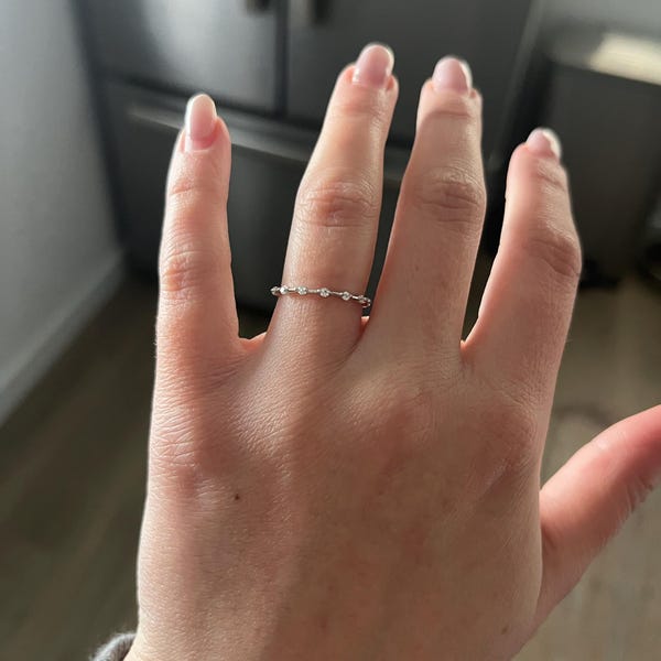 Dainty Black Onyx Ring Stackable Band 14K Gold Vermeil Over Sterling Silver Delicate Everyday ...