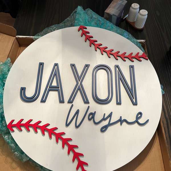 Baseball Nursery Name Sign, Round Name Sign, Sports Nursery, Boy Name ...