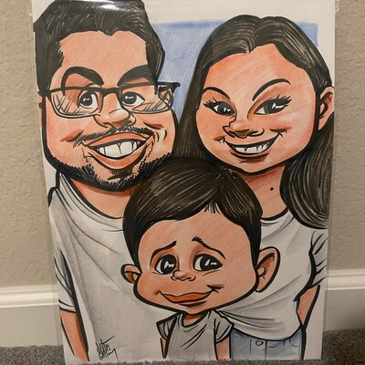 3 Faces Color Caricature Portrait - Etsy