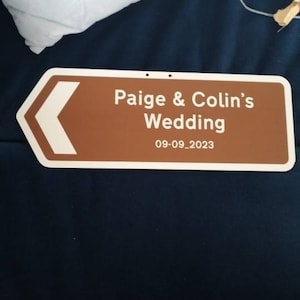 Personalised Metal Wedding Sign, Direction Road Arrow Sign Brown ...