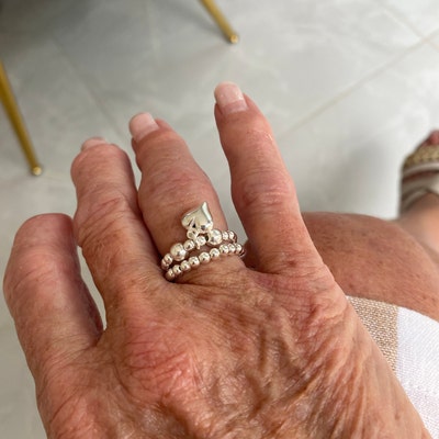 Sterling Silver Stretch Ring Set 3 Stretch Rings With Heart Charm ...