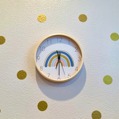 Rainbow Wall Clock, Boho Rainbow Clock, Kids Wall Clock, Nordic Style ...