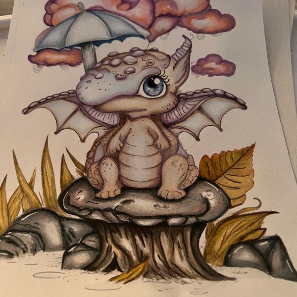 24 Baby Woodland Dragon Fantasy Coloring Page Book, Adults + Kids ...