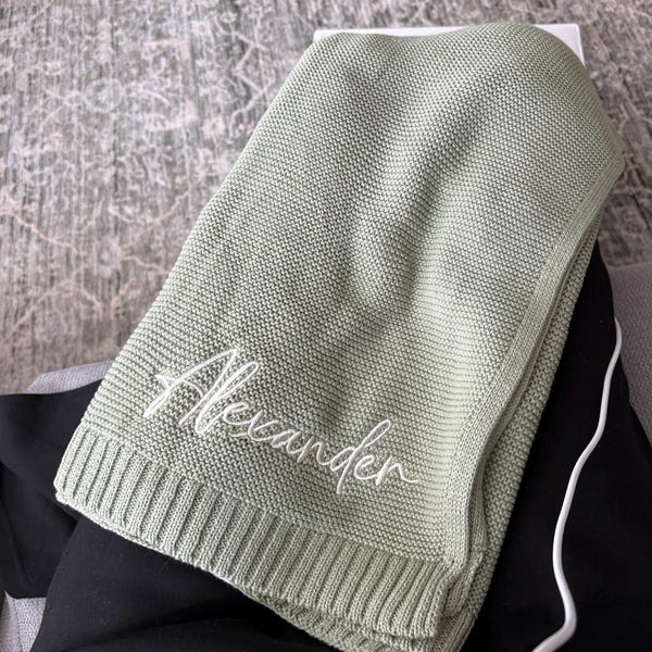 Baby Blanket Set, Embroidered Name, Stroller Blanket, Newborn Baby Gift ...