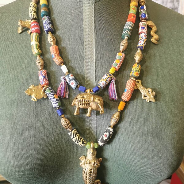 52 Krobo Tribal Beads - African Powder Glass Beads Ghana (KRB-MIX-MIX ...