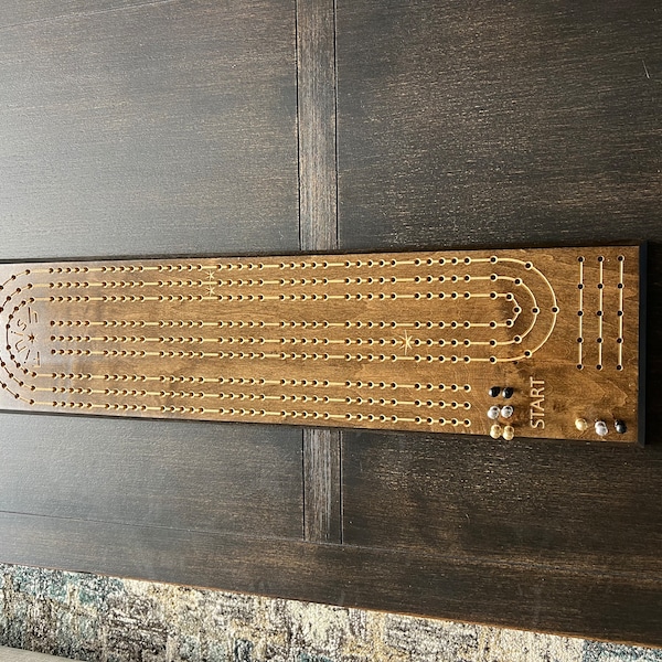 Extra Large 3 Player Cribbage Board Large Metal Pegs Easy Play Three ...