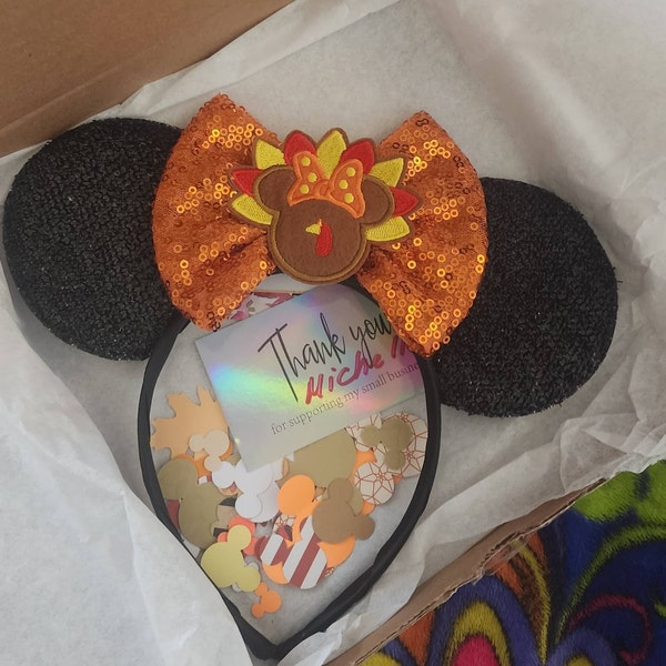 Thanksgiving Ears Sparkly Turkey Minnie Mouse Ears Inspired Headband ...