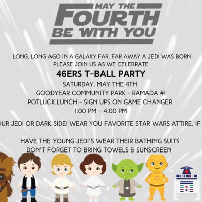 Star Wars Fourth Birthday Invitation, May the Fourth Be With You, Star ...