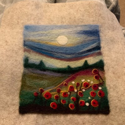 Sheep Felted Painting Kit Landscape Picture Needlepoint Needle Felting, Painting With Wool ...