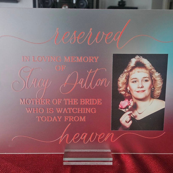 Reserved Acrylic Memorial Sign, Acrylic Memorial Sign, Frosted Acrylic ...