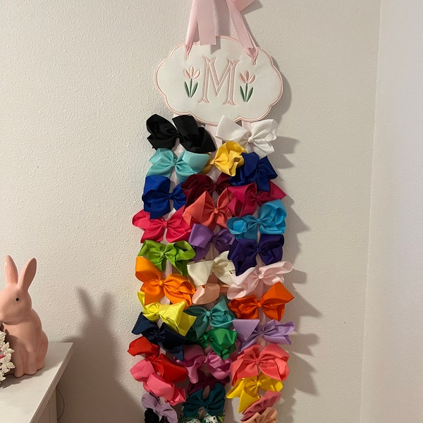 Embroidered Bow Holder Monogrammed Bow Holder Girls Personalized Bow ...