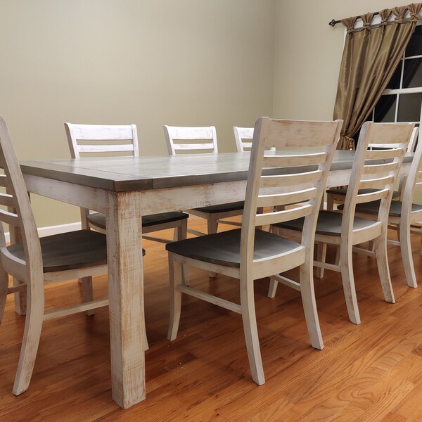 Rustic Farmhouse Dining Table, Trestle Table, Dine Table Set, Farmhouse ...