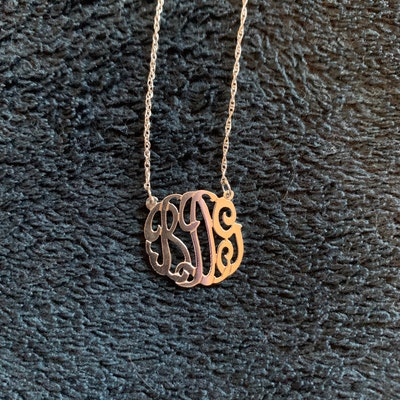 Personalized Monogram Necklace .75 Inch Sterling Silver Monogram Custom ...