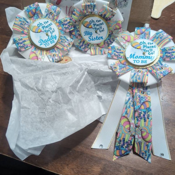 Orange Baby Shower, A Little Cutie is on the Way, Parent Corsage Pins ...