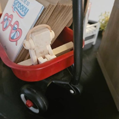 Tiny Robot Clothespin Automaton Flying a Kite it Pulls on the Kite ...