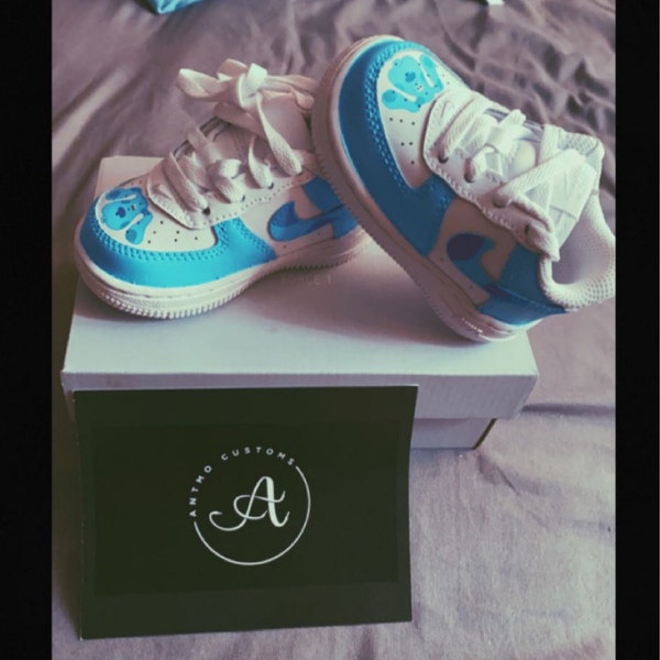 Custom Kids' Air Force 1’s - Blue AF1 - Etsy
