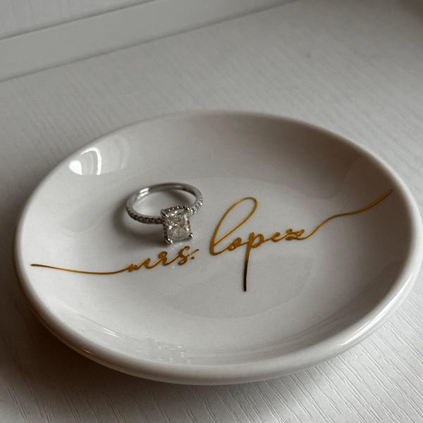 PERSONALIZED GIFT Wedding Ring Dish Engagement Ring Holder Dish ...