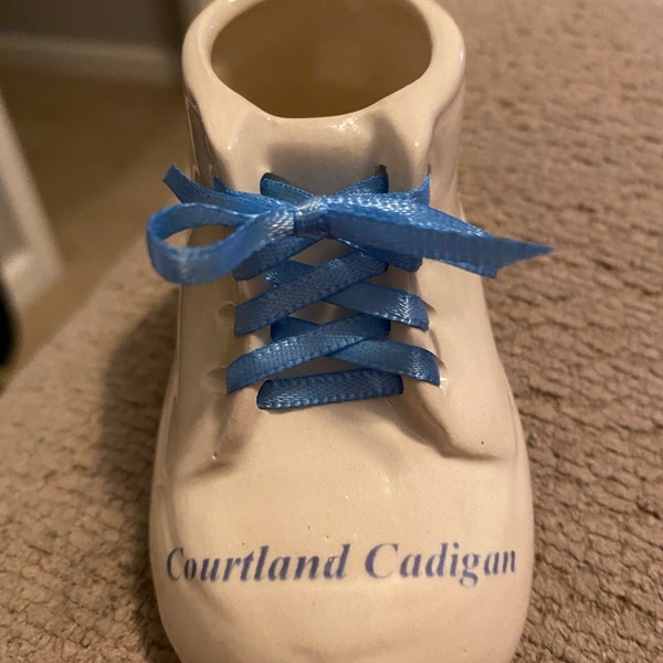 1 Personalized Antique White Ceramic Baby Shoe Bootie Keepsake Newborn ...