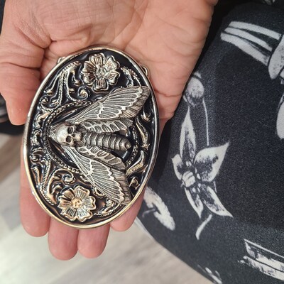 Large Dead Head Moth Belt Buckle Metal Insect Death Goth - Etsy