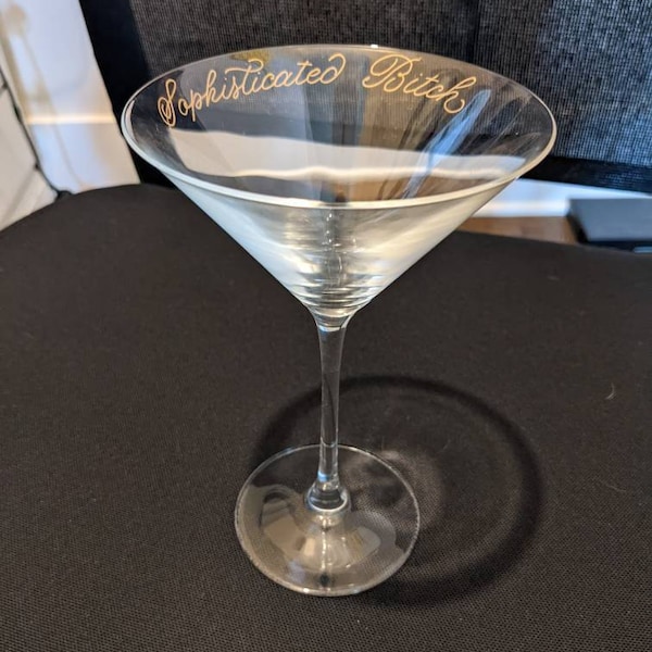 Calligraphy Engraved Martini Glass Personalized Wedding Keepsake ...