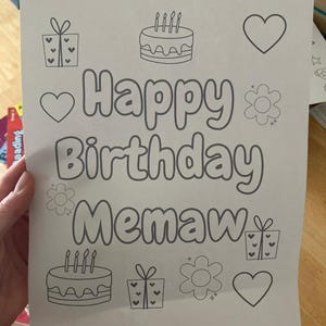 Best Memaw Printable Coloring Page for Kids, Cute Handmade Mothers Day ...