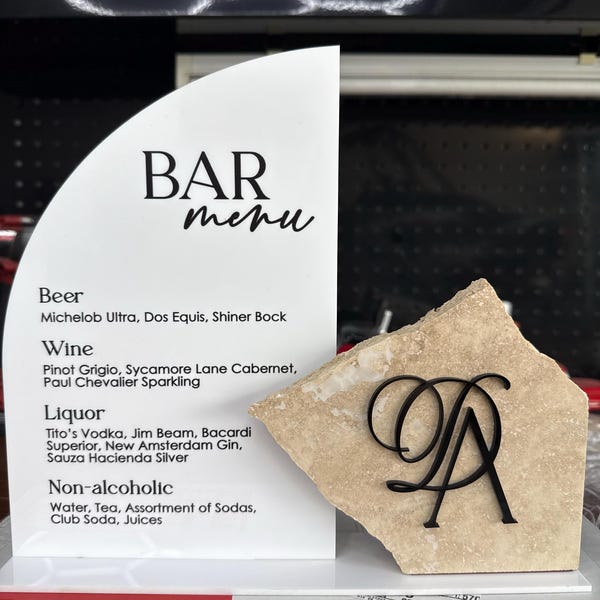 Acrylic Stone Signature Drinks Sign | Layered Menu | Wedding Menu ...