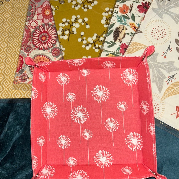 Collapsible Catch-all Fabric Tray - Coral Dandelion - Size Small - Etsy