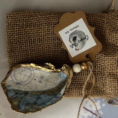 Pawleys Island South Carolina Map Oyster Shell Ornament, Decoupage ...