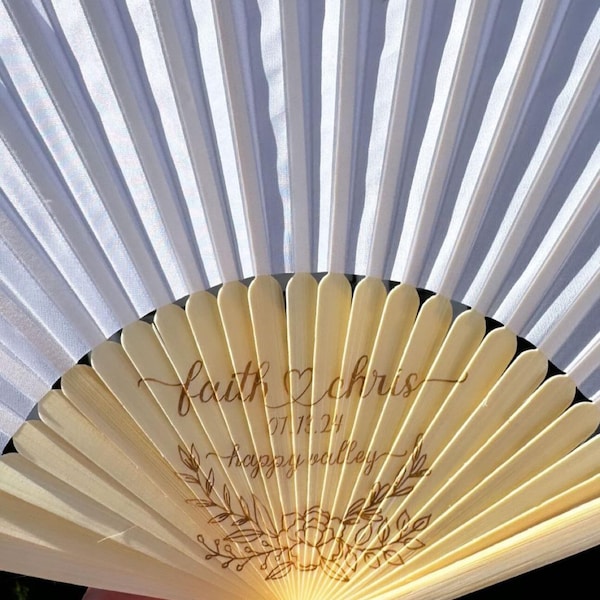 Personalized Custom White Fabric Fans Wedding Party Favors Gifts Guests ...