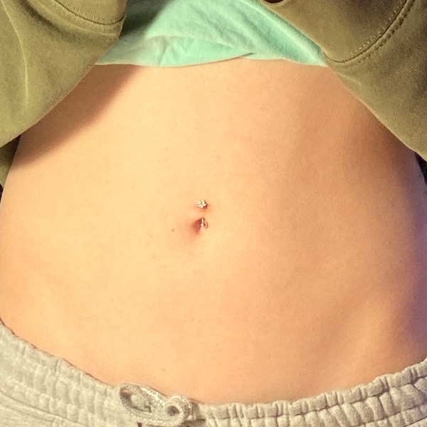 Small Flower Belly Button Ring • Sterling Silver Floating Navel Ring ...