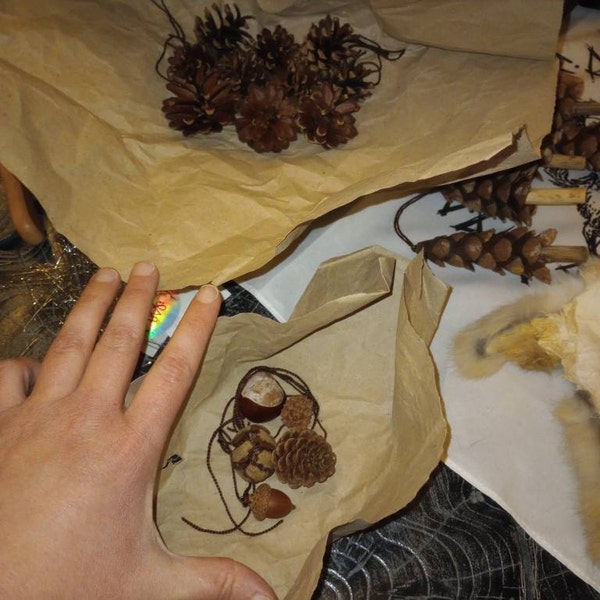 Whimsical Handmade Forest Garland, Natural Trees & Pinecones Custom ...
