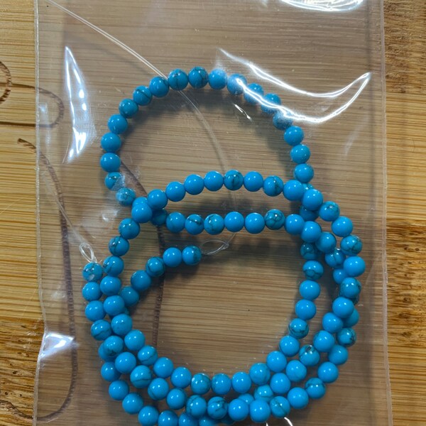 3mm Turquoise Gemstone Blue Turquoise Round 3mm Loose Beads 15.5 Inch ...