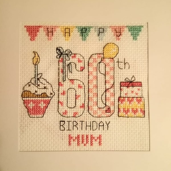 Happy 60th Birthday Cross Stitch Card Kit - Etsy UK