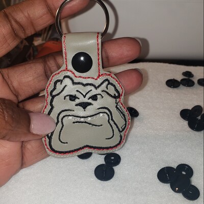 Bulldog Keychain Keyfob With Kamsnap Closure. ITH in the Hoop Design ...