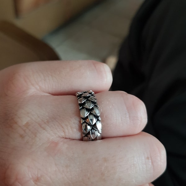 Snake Scale Ring Sterling Silver, Dragon Skin Gothic Mens Ring, Unisex ...