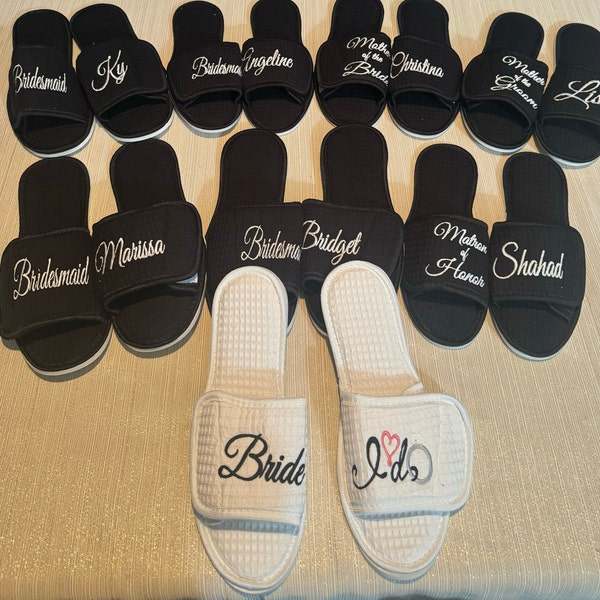 Bride Slippers, Mother of the Bride, Groom Black or Grey Slippers ...