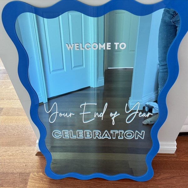 Wavy Whimsical Design Welcome Sign Semi Custom Acrylic Signage Wedding ...