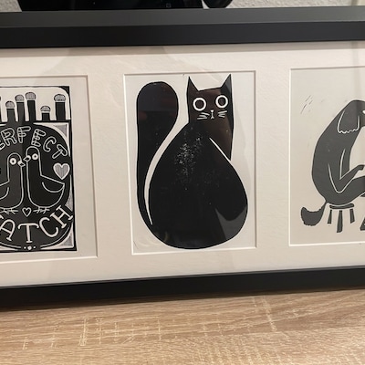 Linocut Cat allround Cat Linoprint - Etsy