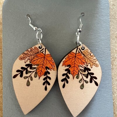 Leaves Sprout Drop Laser Engraved Earrings Digital Download - Etsy