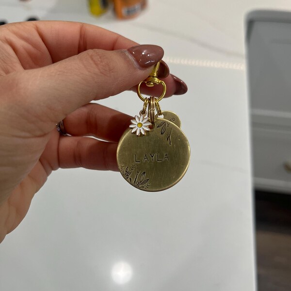 Flower Power Dog Tag, Daisy Dog Tag, Pet Id Tag, Personalized Dog Tag ...