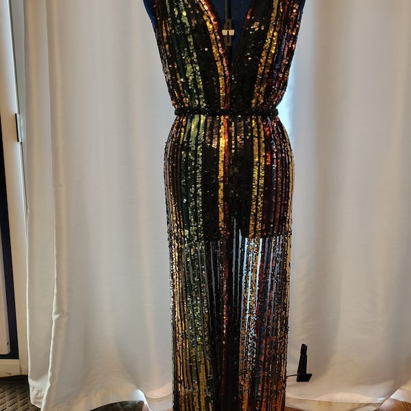 New!!high Quality 1 Yard Multicolor Sequin Fabric,stripe Sequin Dress ...