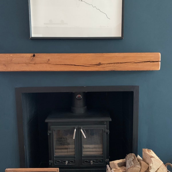 Rustic Oak Fireplace Mantel Beam: Aged Wood, Brackets Included (14cm X ...