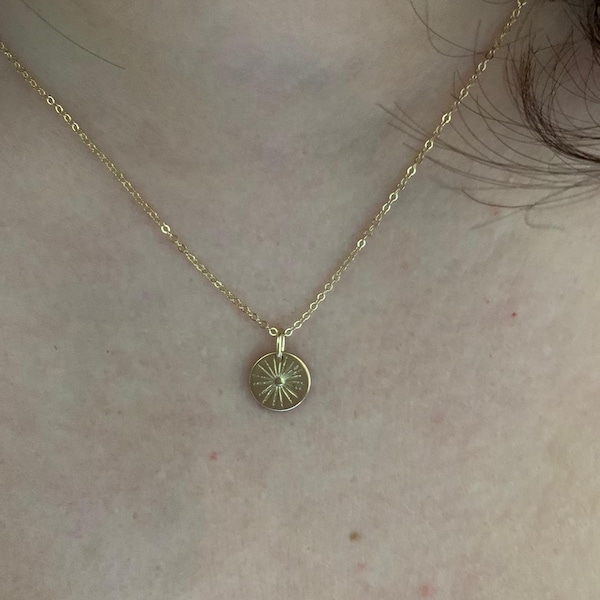 Sunbeam Necklace, Small Sun Necklace, Inspirational Sunshine Necklace ...