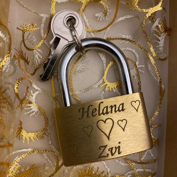 Engraved Padlock ( Love-lock, Brass ) With Key and Pouch,personalized ...