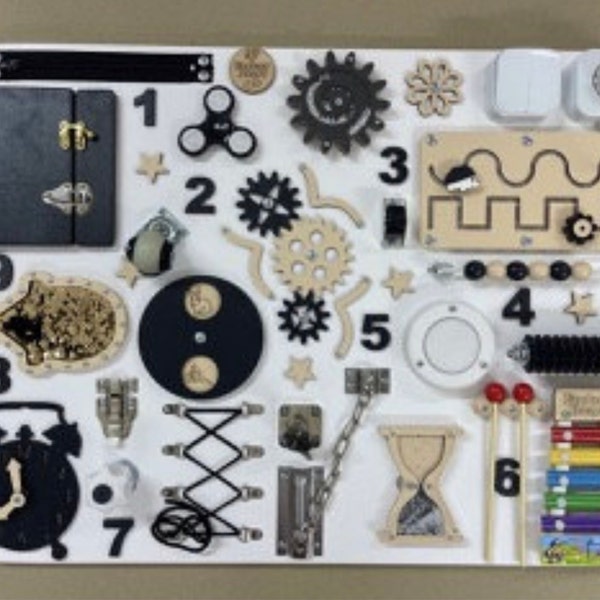 Trendy Gray Toddler Busy Board, Montessori Classroom Decor, Fidget Toy ...