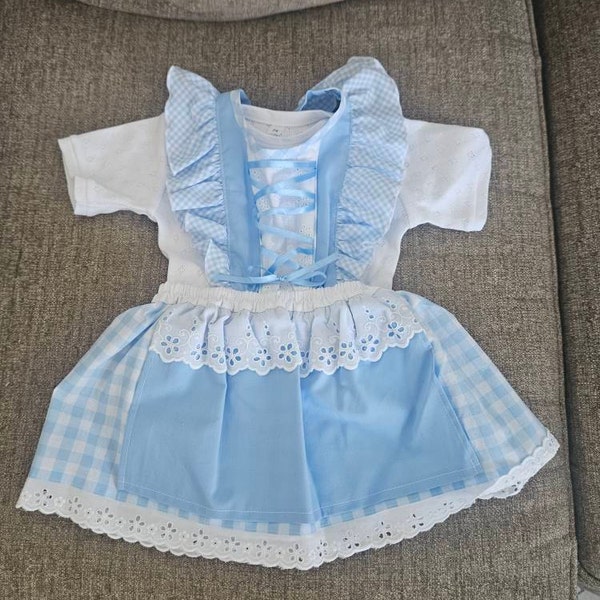Baby‘s First Dirndl, Baby Dirndl, Light Blue Checkered Christening Robe ...