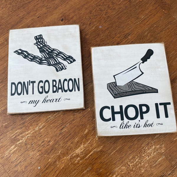 Kitchen Pun Wood Sign - Set of 2 - Baking Puns, Cooking Puns, Food Puns ...