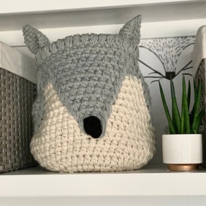 Grey Fox Basket Crochet Basket Fox Nursery Decor Woodland Nursery ...